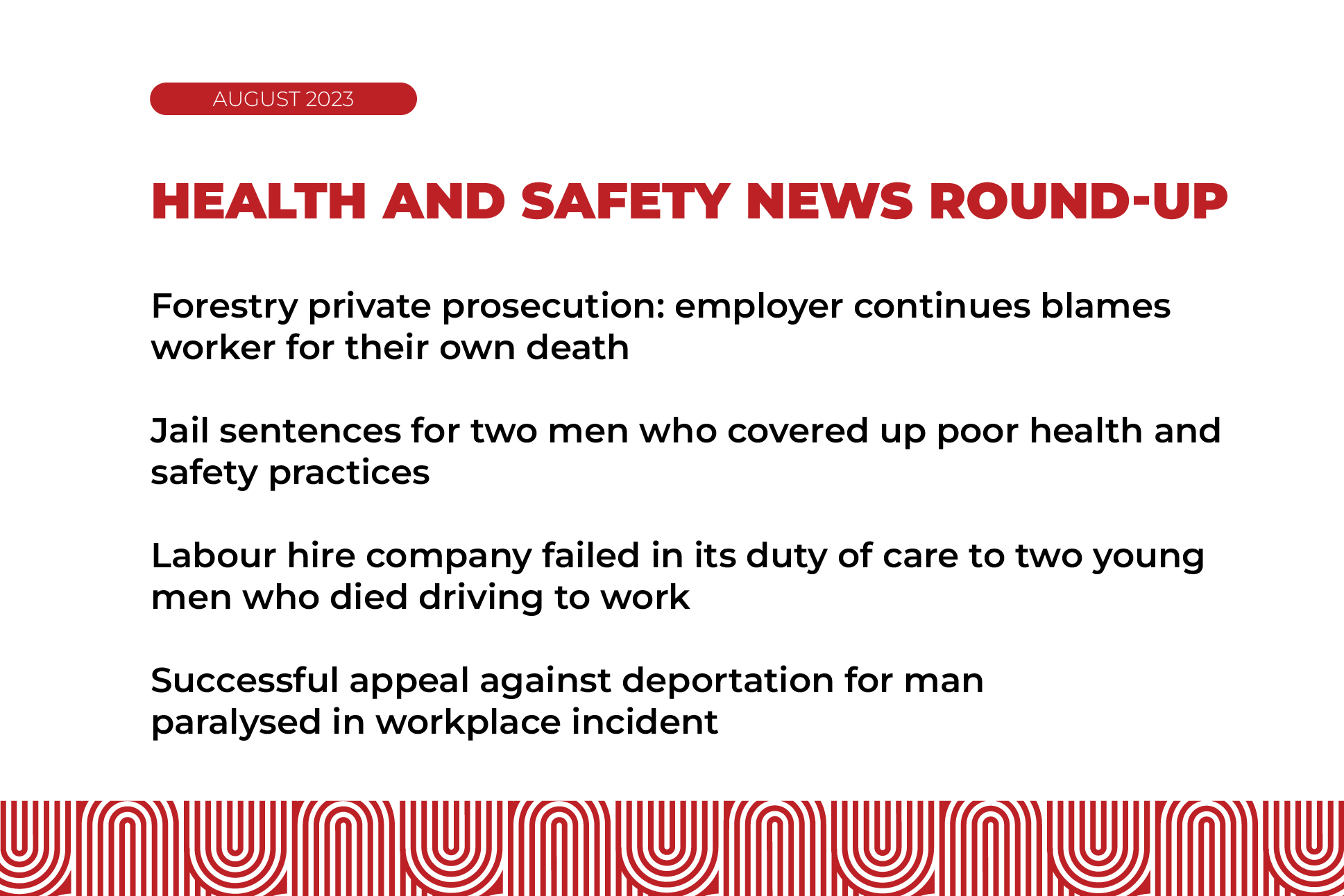 Health and Safety News Round-up - NZCTU